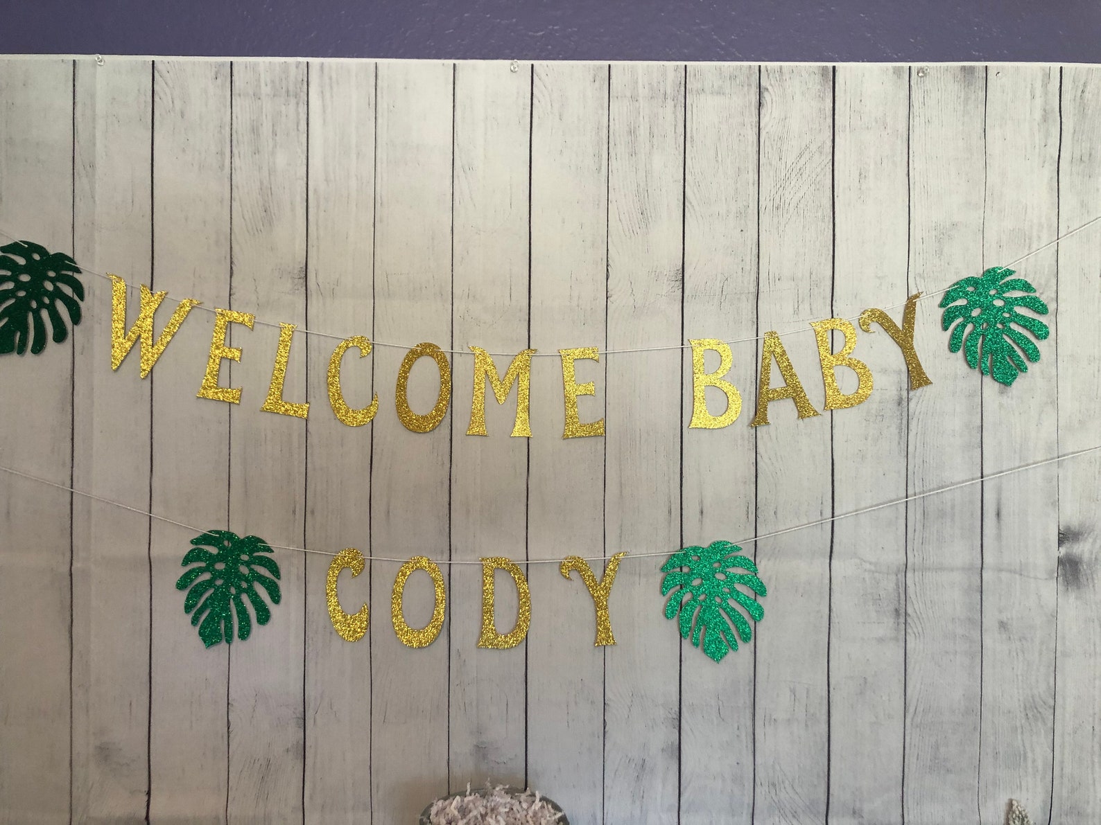 Sparkly Welcome Baby Banner, Jungle Theme Shower - Etsy