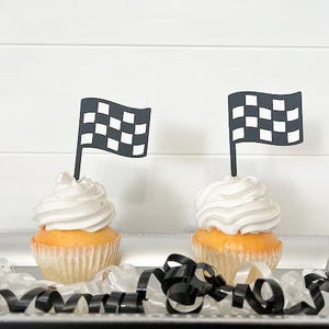 Checkered Flag Cupcake Toppers, Race Party Cupcake Toppers, Dirt Bike ...