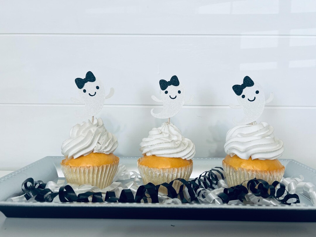 Girl Ghost Cupcake Toppers, Halloween Cupcake Toppers, Spooky Cupcake ...