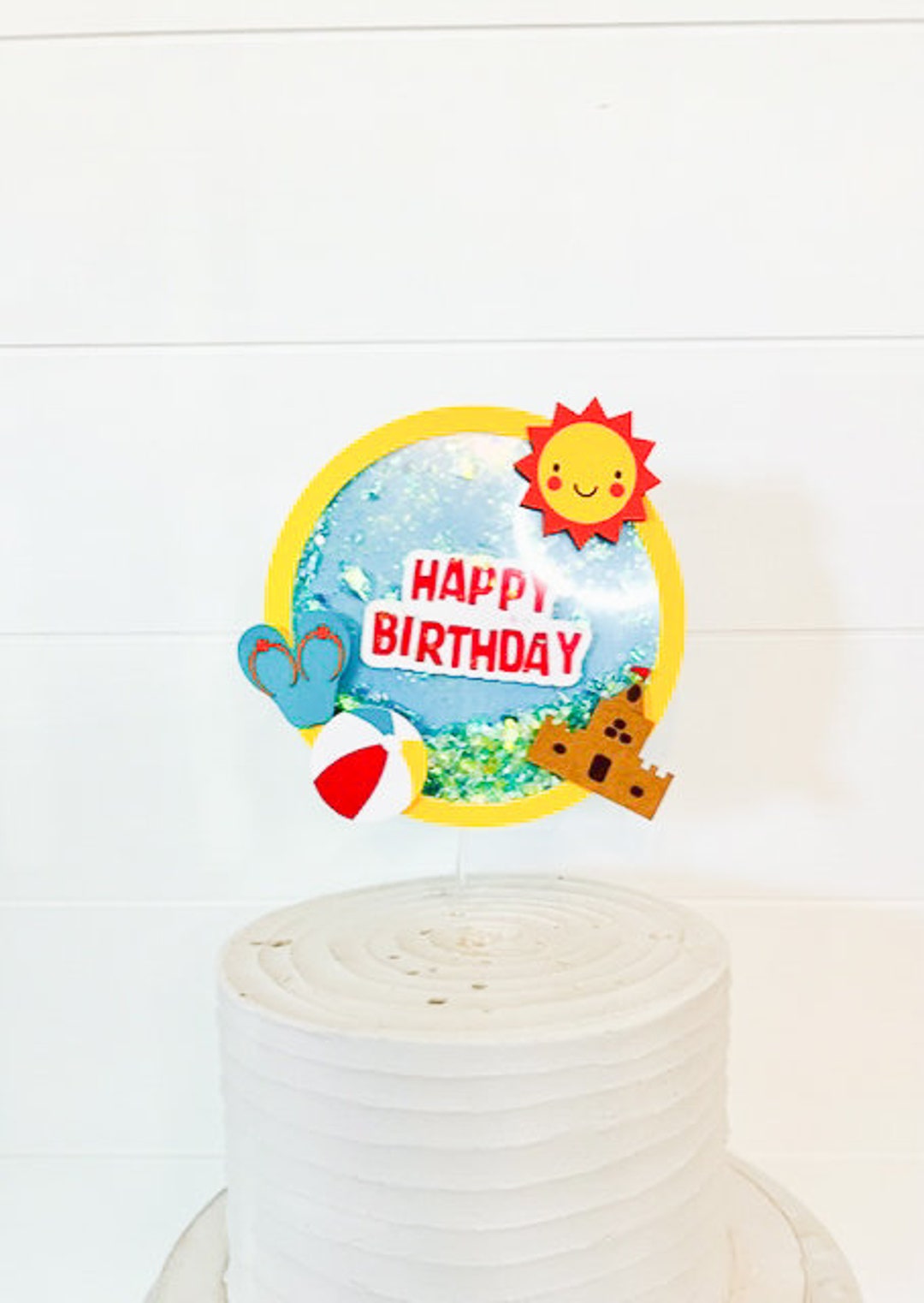 Beach Shaker Cake Topper, Beach Cake Topper, Beach Themed Party, Pool ...