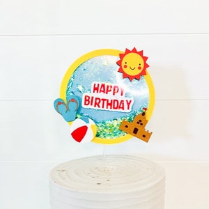 Beach Shaker Cake Topper, Beach Cake Topper, Beach Themed Party, Pool ...