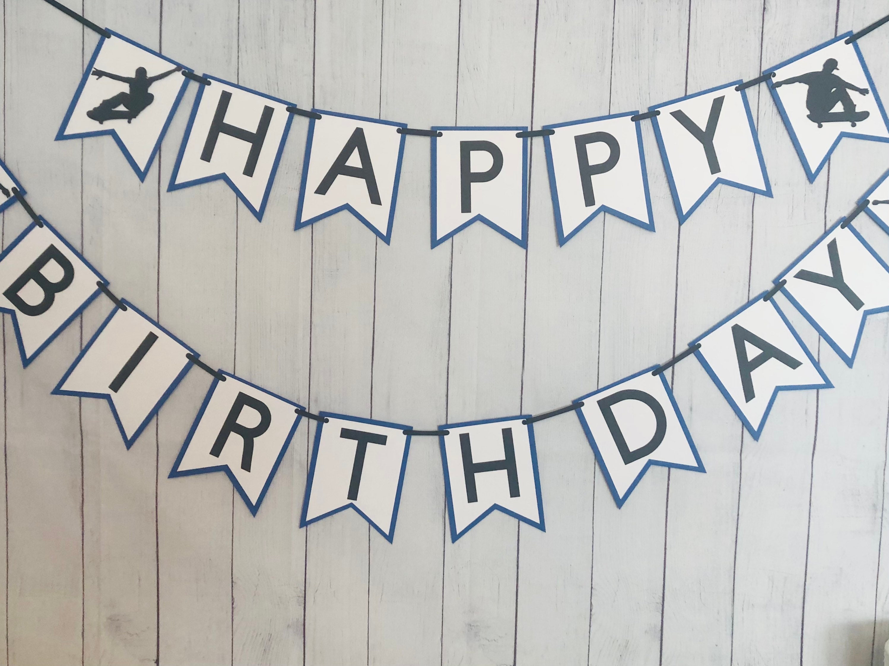 Skateboard Birthday Banner Skateboard Banner Skateboard | Etsy