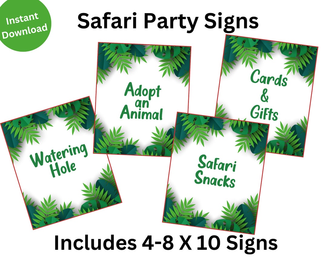 Jungle Party Printable Signs, Safari Printable Party Signs, Jungle ...