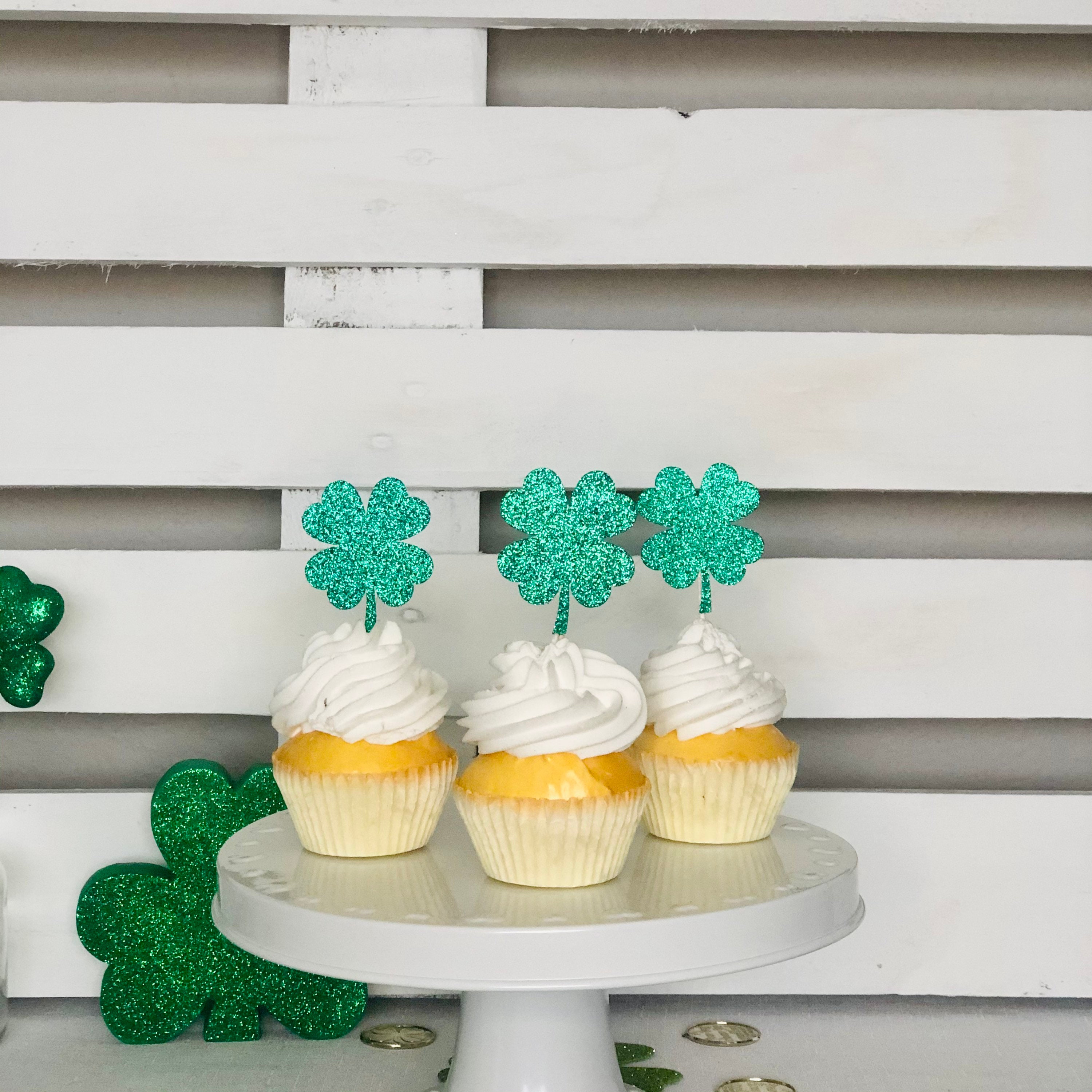 St. Patrick's Day Shamrock Cupcake Toppers, Party Decor - Etsy