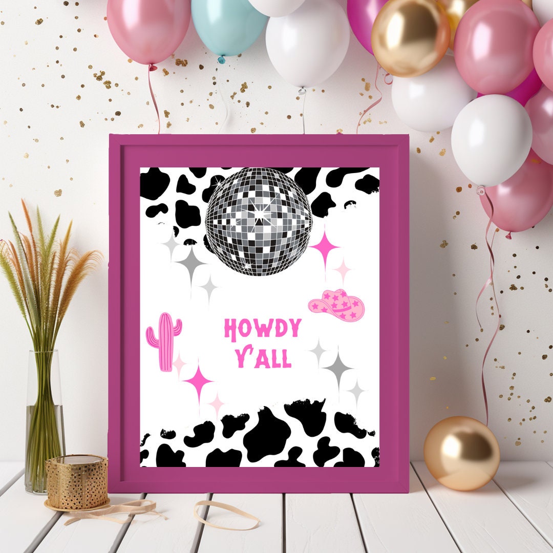 Disco Cowgirl Party Printable, Disco Cowgirl Party Printable, Cowgirl ...