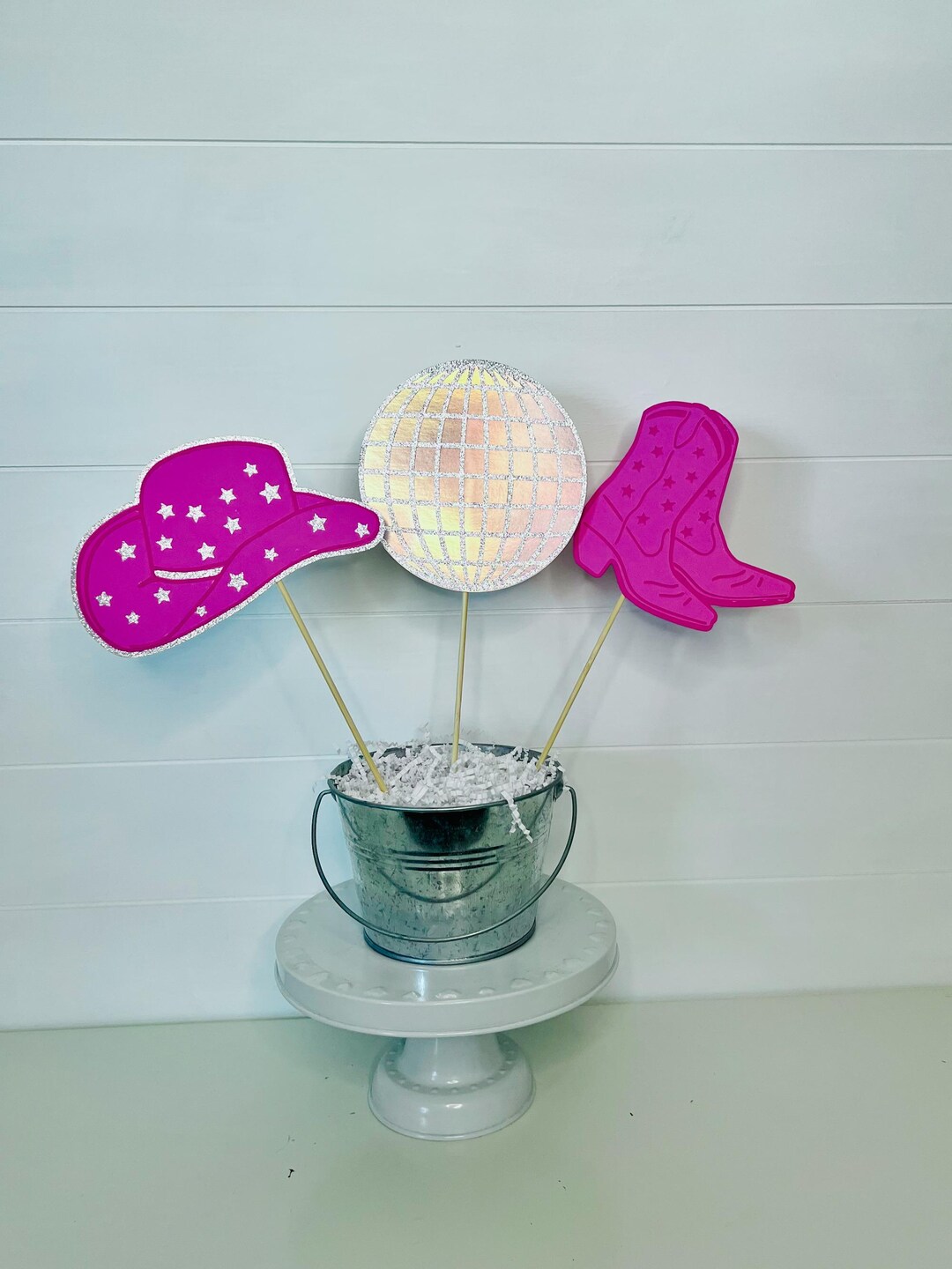 Disco Cowgirl Centerpieces, Glam Cowgirl, Western Theme, Pink Disco ...