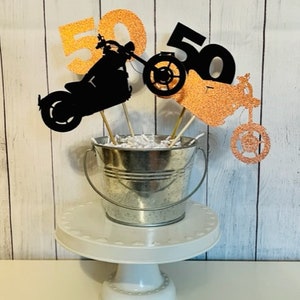 Motorcycle Centerpieces, Motorcycle Decor, Harley Inspired Centerpieces ...