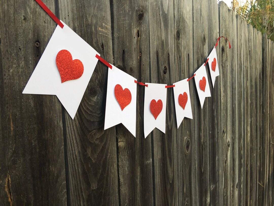 Valentine Heart Banner, Valentine Decor, Mantel Decor, Valentine Mantel ...