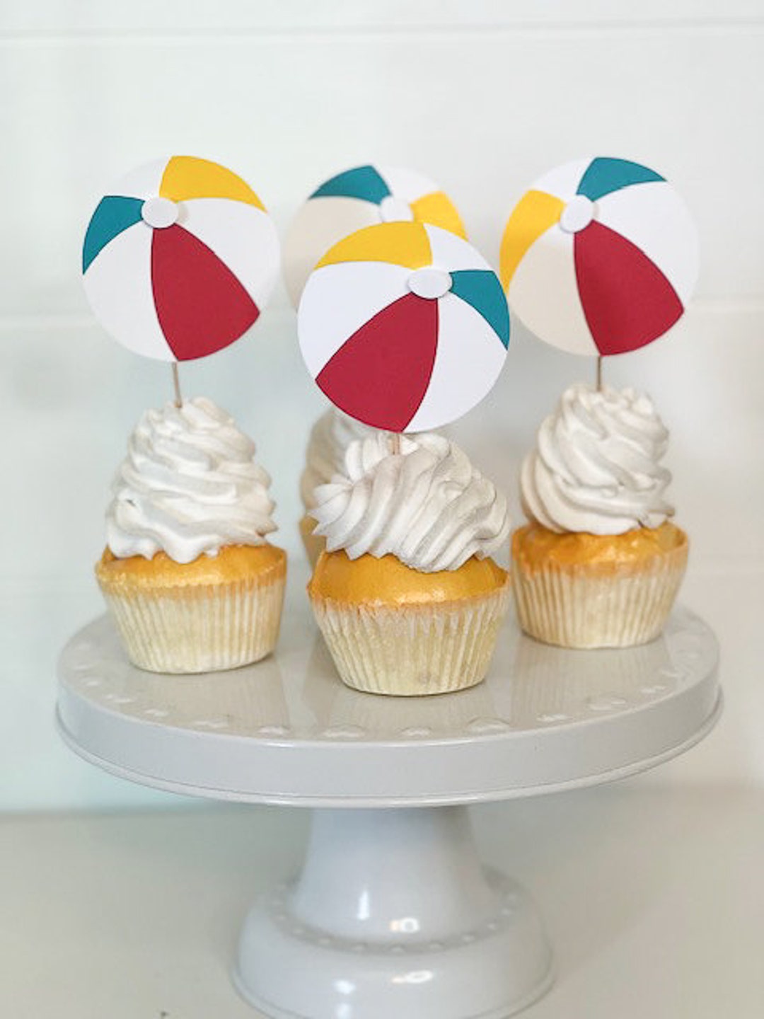 Beach Cupcake Toppers, Beach Ball Toppers, Summer Party Decor, Beach ...