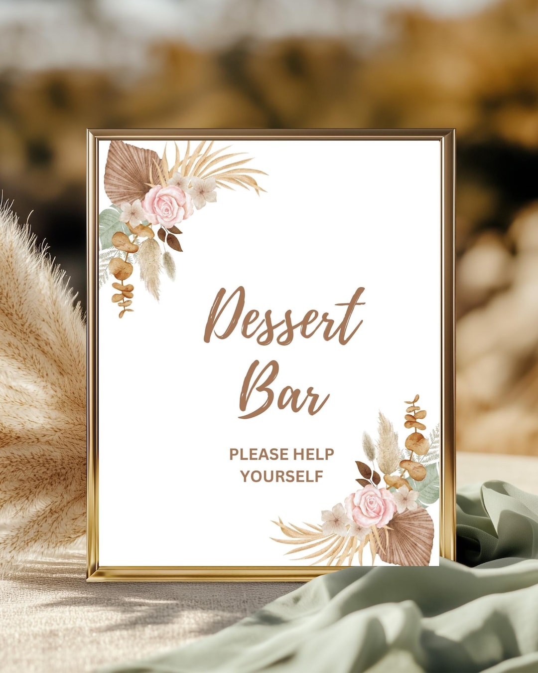 Boho Floral Dessert Bar Sign, Bridal Shower Printable (8x10, Instant ...