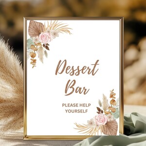 Boho Floral Dessert Bar Sign, Bridal Shower Printable (8x10, Instant ...