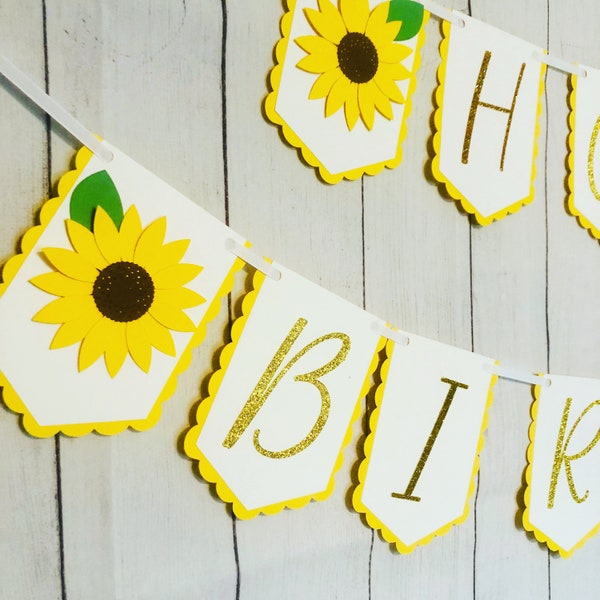 Sunflower Happy Birthday Banner - Etsy