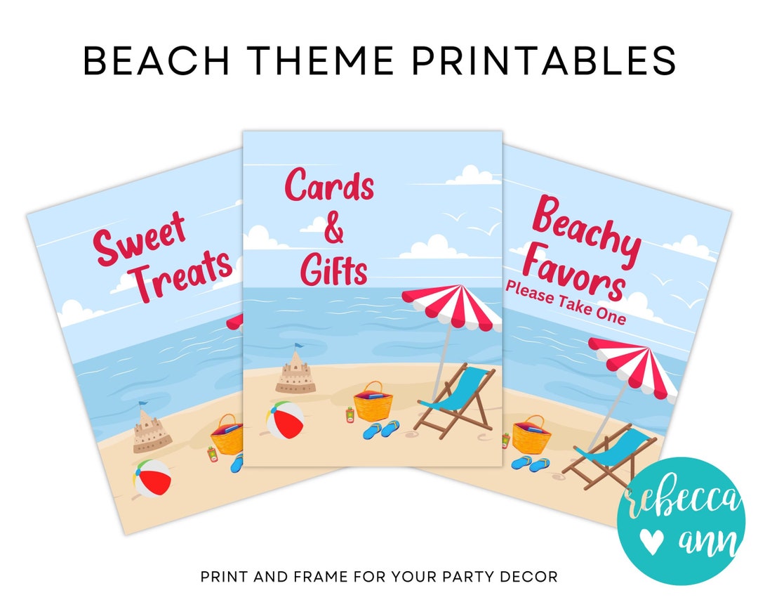 Beach Party Printables, Beach Party Decor, Beach Party Signs, Beach ...