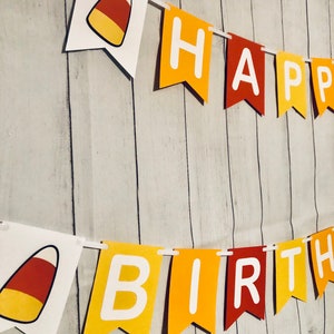 Candy Corn Birthday Banner, Candy Corn Banner, October Birthday Banner ...