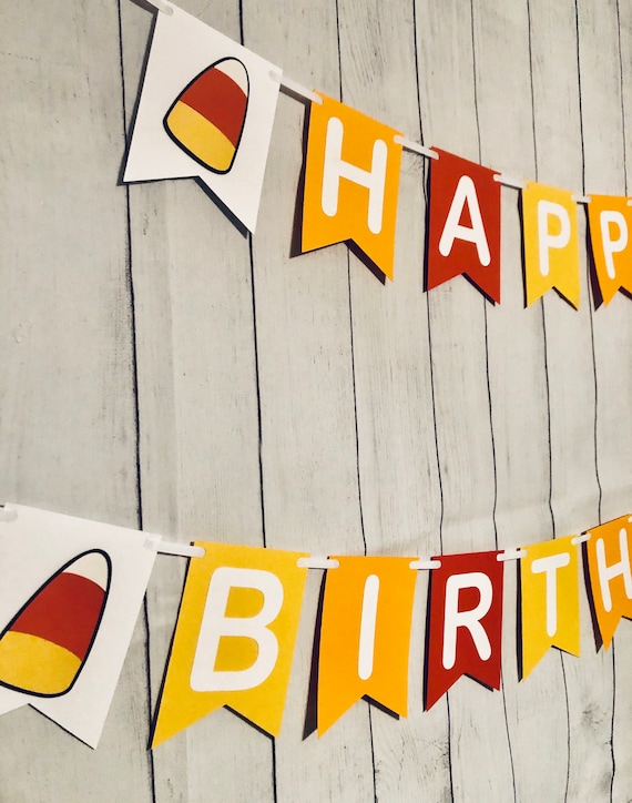 Candy Corn Birthday Banner Candy Corn Banner October | Etsy