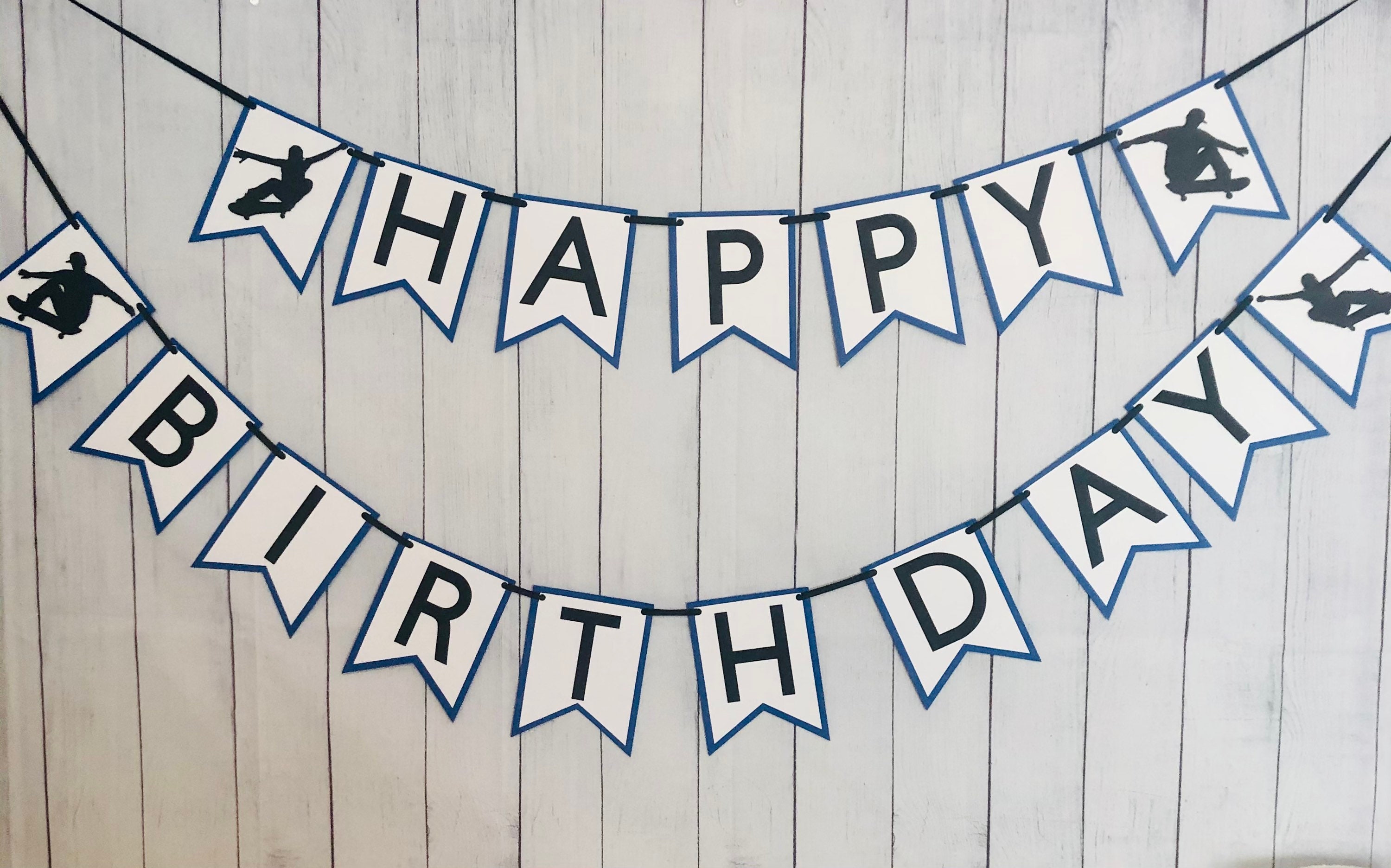 Skateboard Birthday Banner Skateboard Banner Skateboard | Etsy