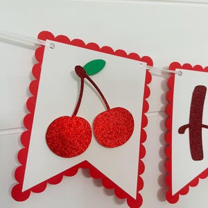 Cherry Happy Birthday Banner, Red Glitter Party Garland - Etsy