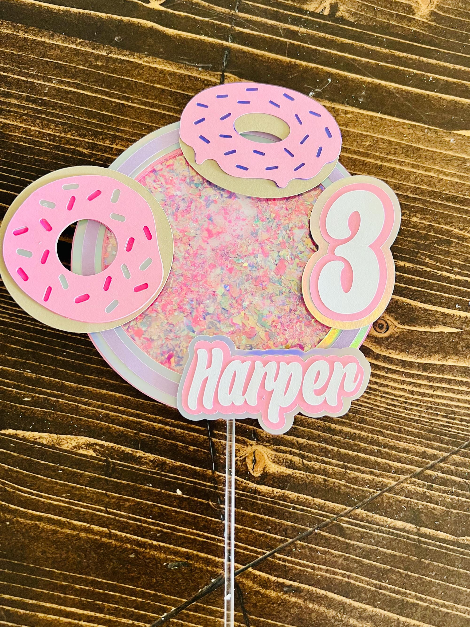 Donut Cake Topper, Donut Shaker Cake Topper, Sparkly Donut Cake Topper ...