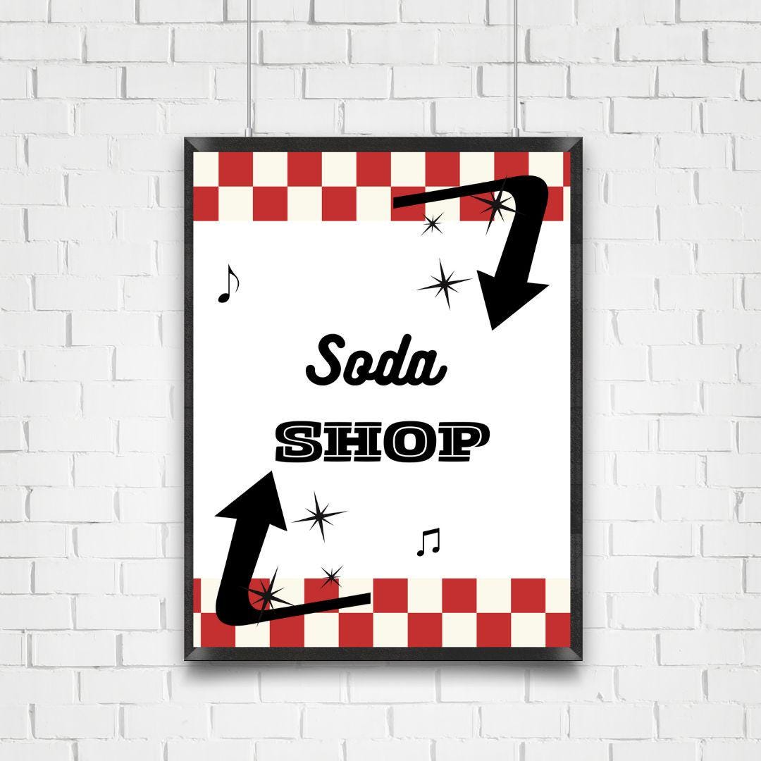 50's Theme Party Printables, Sock Hop Party, Rock and Roll Party, Retro ...