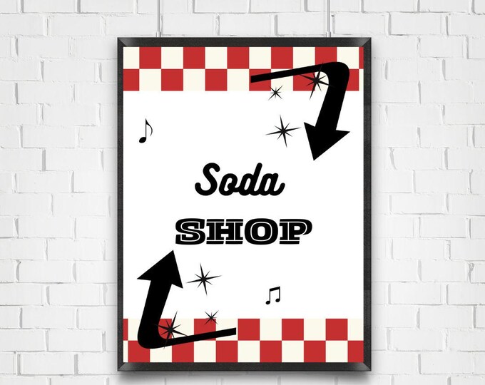 1950's Diner Birthday Party Sign, Printable Sock Hop Welcome Sign ...