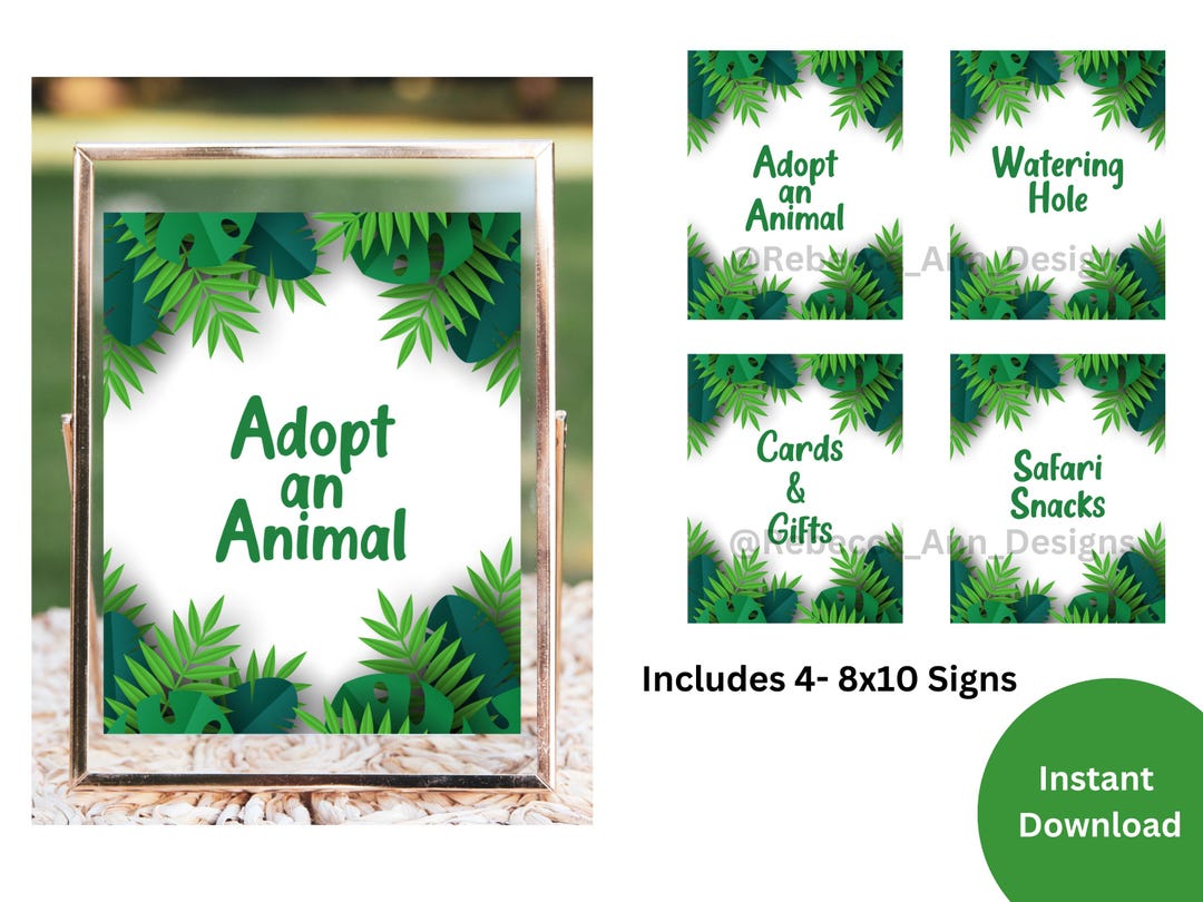 Jungle Safari Party Signs, Kids Birthday Decor (digital Download) - Etsy