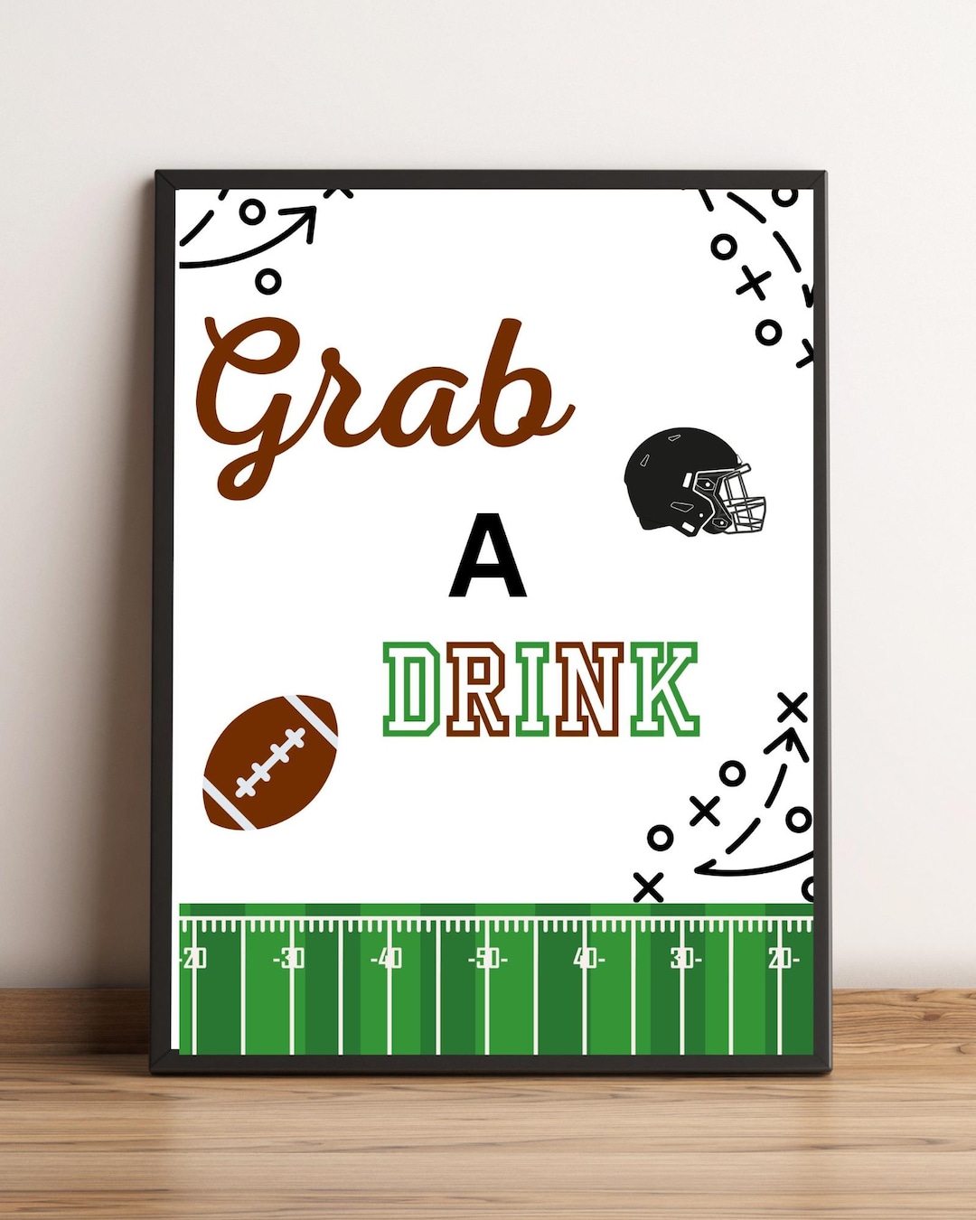Football Party Sign, Printable Party Signs, Grab A Drink Sign , Football Party Decor, Football ...