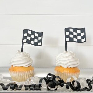 Checkered Flag Cupcake Toppers, Race Party Cupcake Toppers, Dirt Bike ...