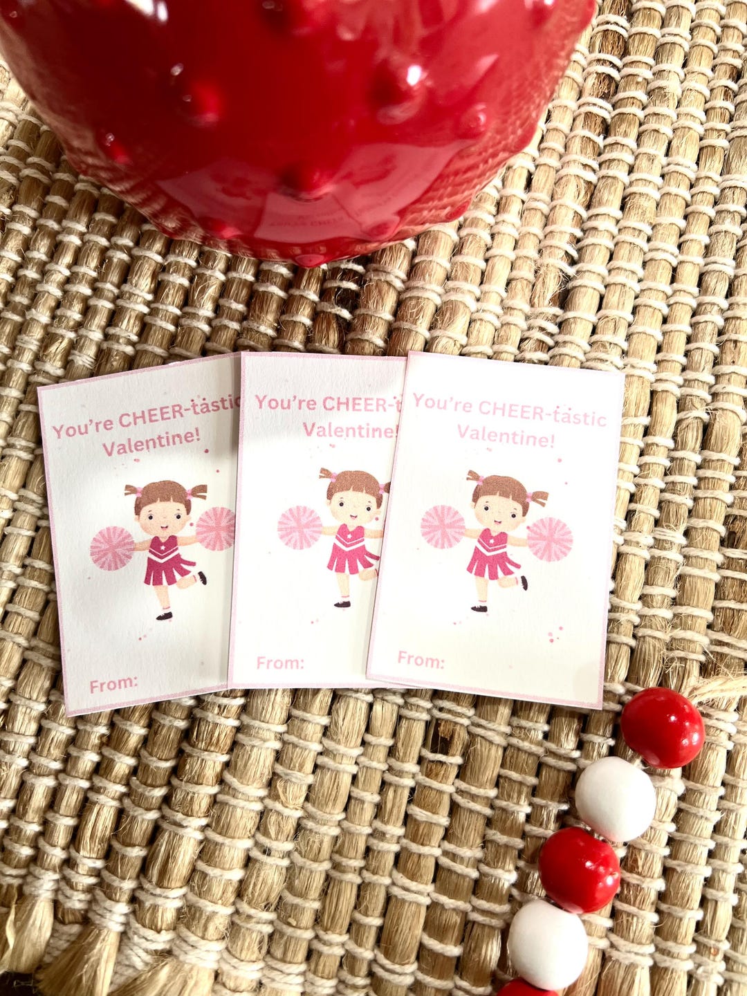Valentines Cheerleader Printable Cards, Kids Printable Valentine Cards, Cheerleader Valentines ...