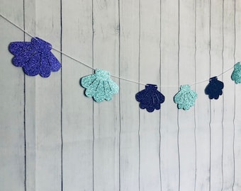 Shell Garland, Glitter Shell Banner, Mermaid Themed Party Decor, Under ...