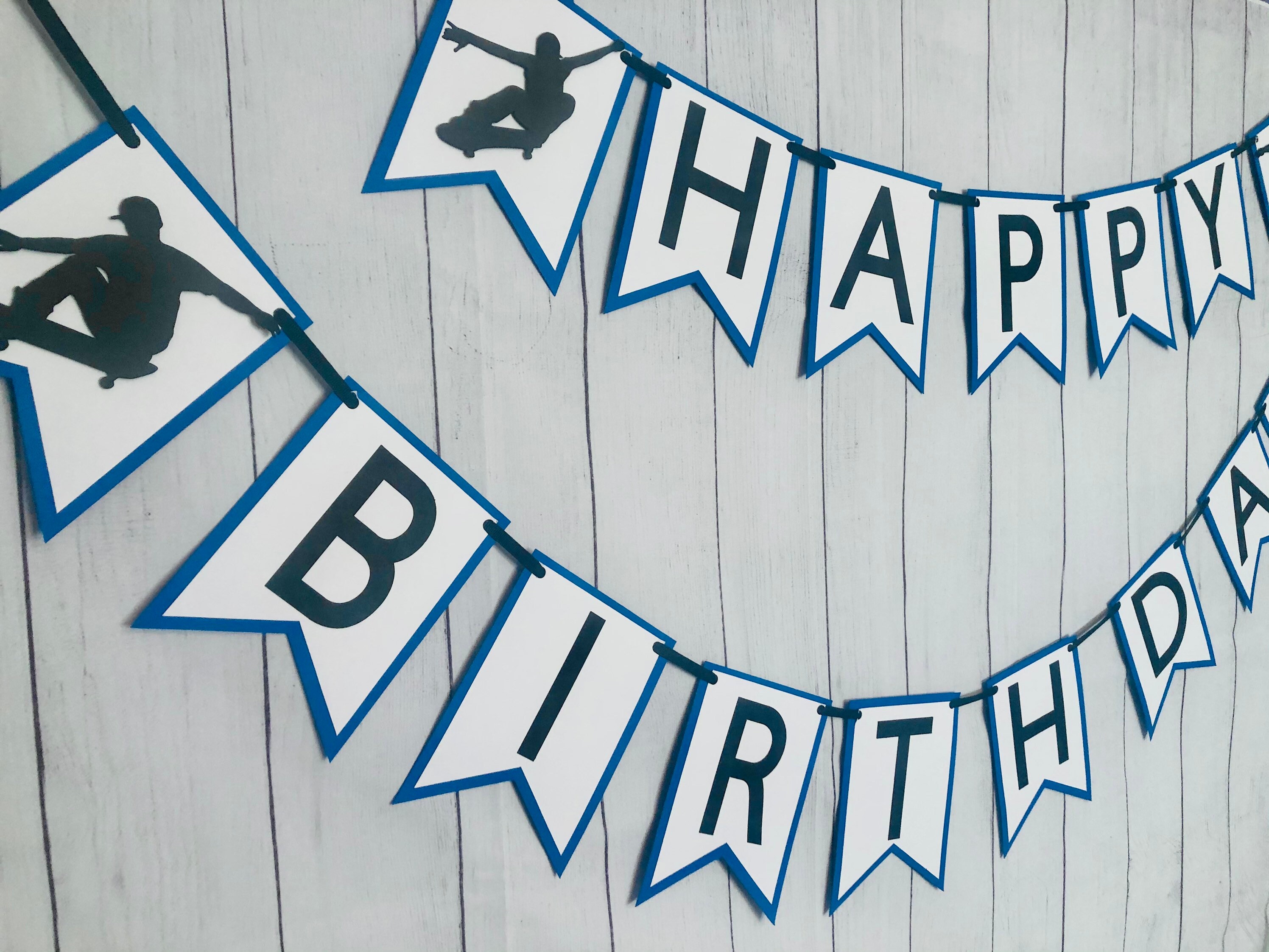 Skateboard Birthday Banner Skateboard Banner Skateboard | Etsy
