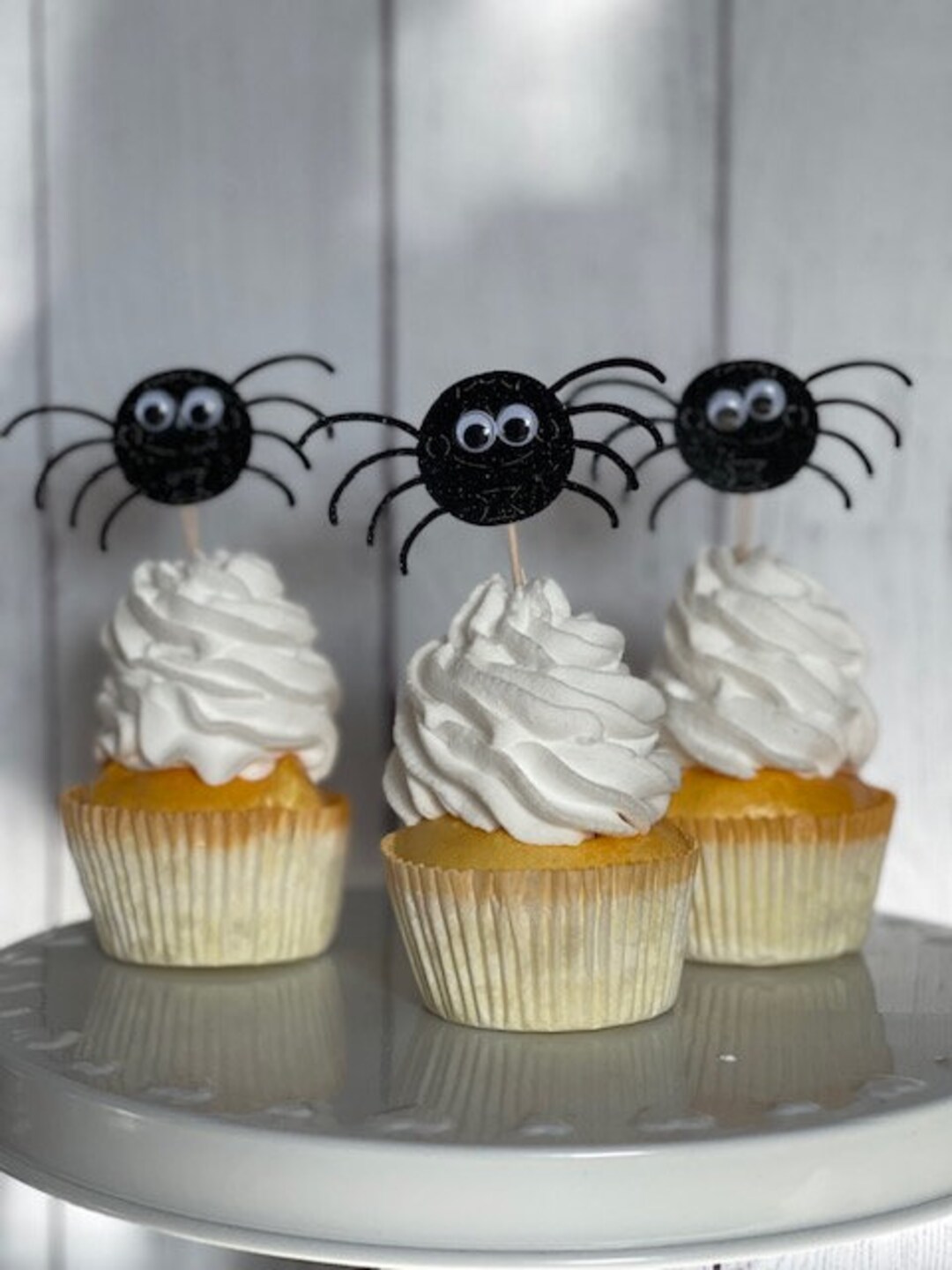 Spider Cupcake Toppers, Spider Googly Eye Cupcake Toppers, Halloween ...