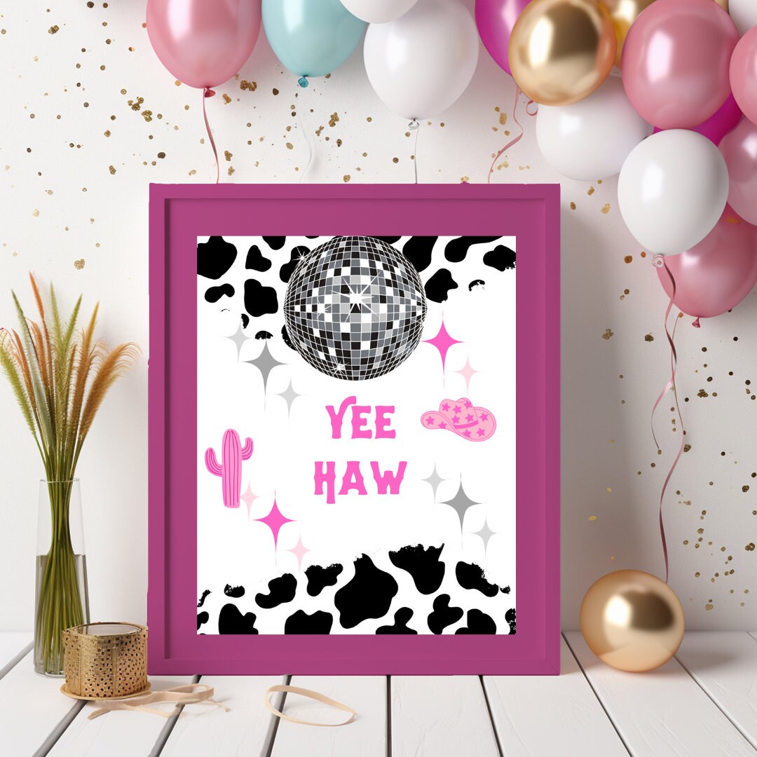 Disco Cowgirl Yee Haw Party Printable, Disco Cowgirl Party Printable ...