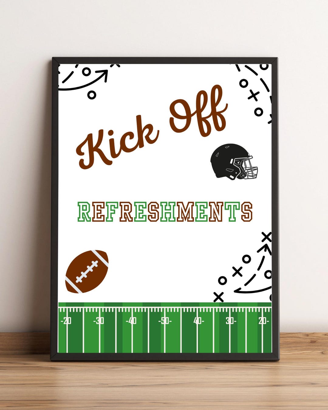 Football Party Sign, Printable Party Signs, Refreshments Sign ...