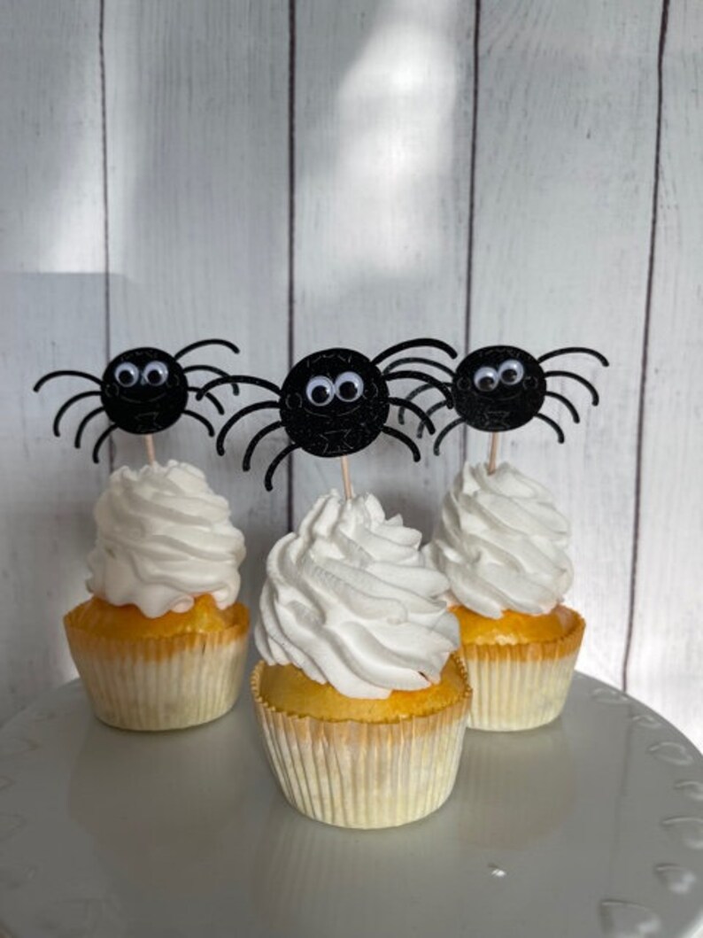 Spider Cupcake Toppers Spider Googly Eye Cupcake Toppers | Etsy
