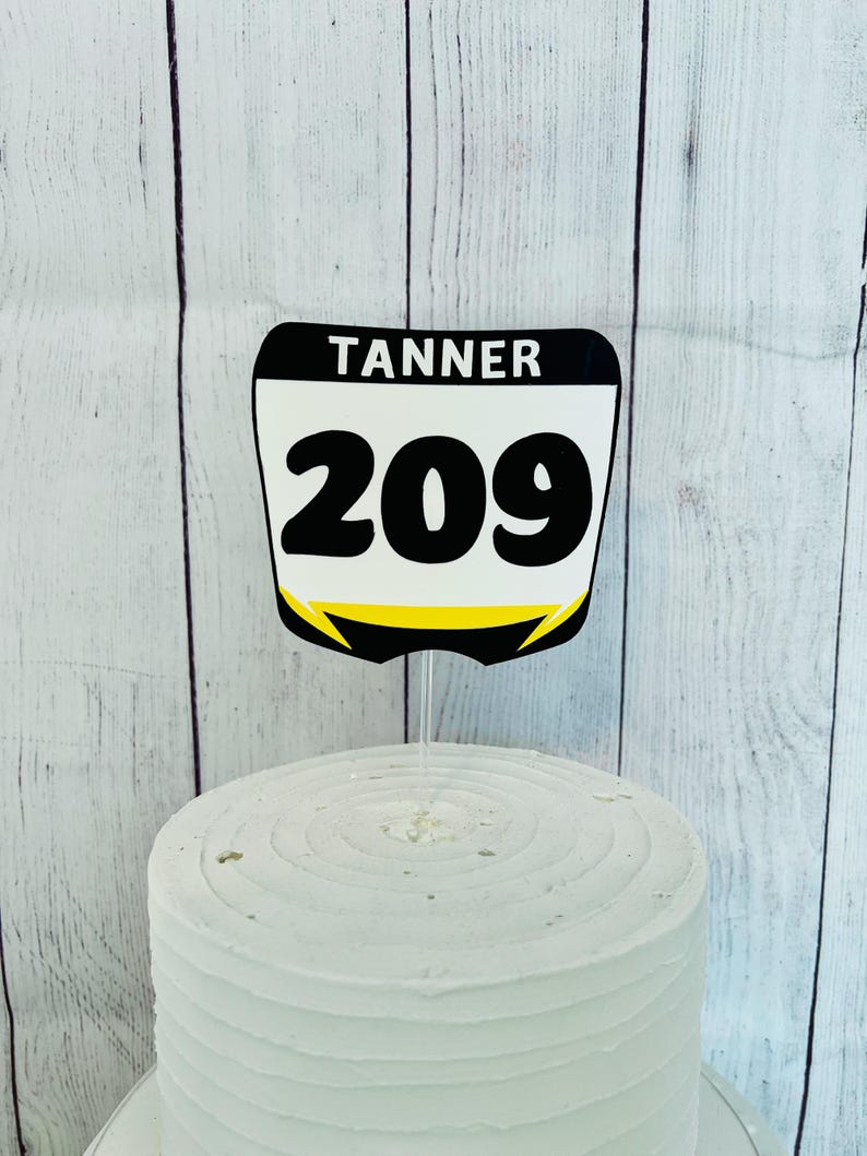 Personalized Dirt Bike Number Plate Cake Topper, Motocross Party Decor ...