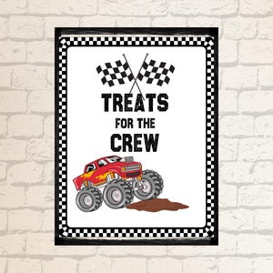 Monster Truck Party Sign, Printable Monster Truck Party Sign, Treats ...