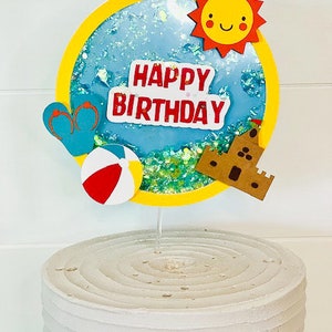 Beach Shaker Cake Topper, Beach Cake Topper, Beach Themed Party, Pool ...