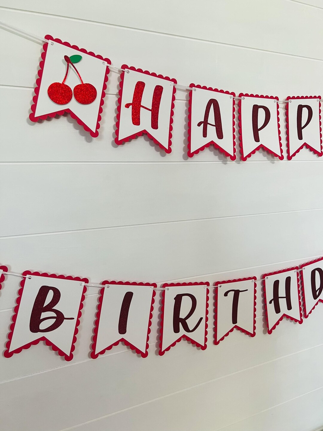 Cherry Birthday Banner, Sweet Cherry Party Decor, Fruit Theme Party ...