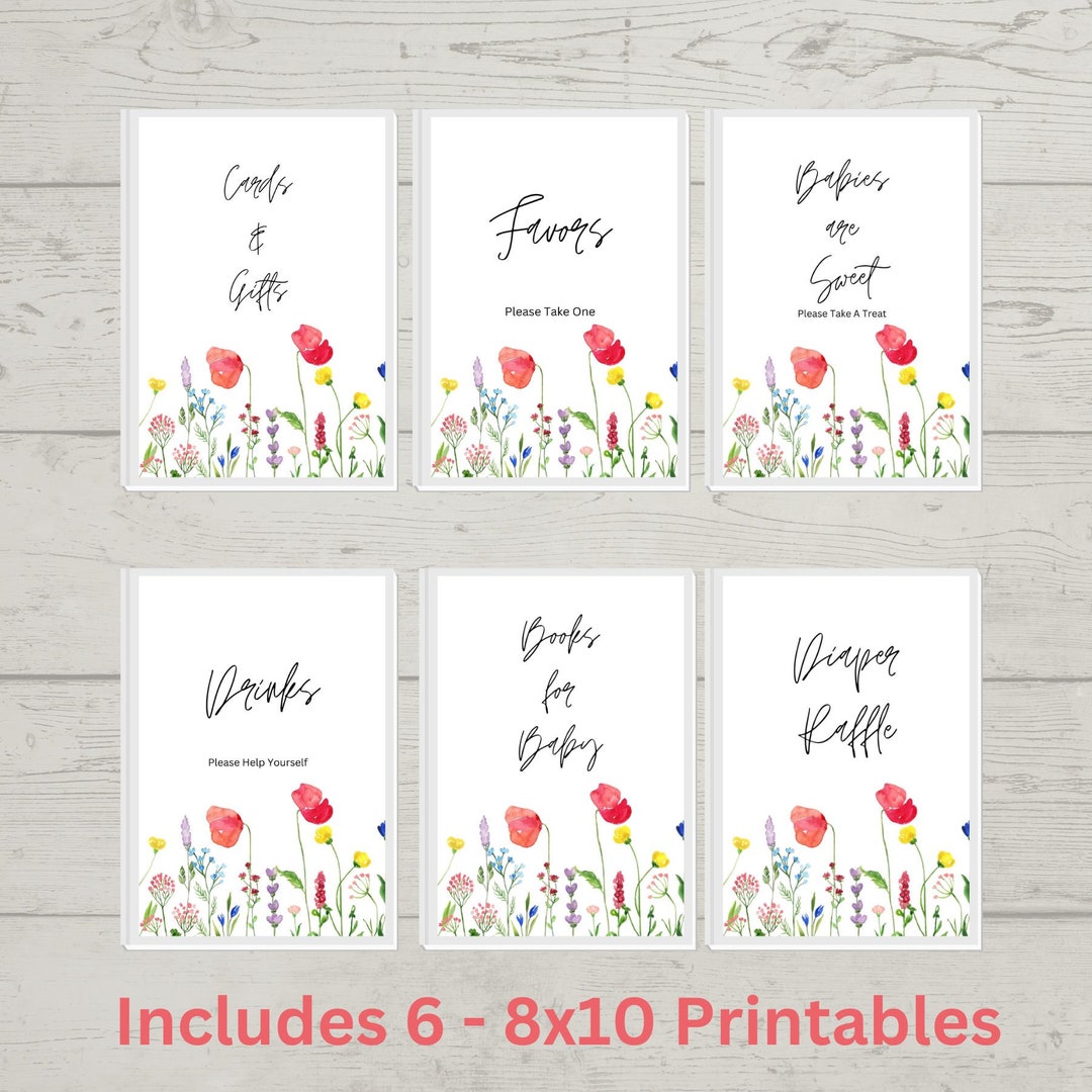 Wildflower Baby Shower Printables, Wildflower Printables, Baby Shower Printables, Wildflowers - Etsy