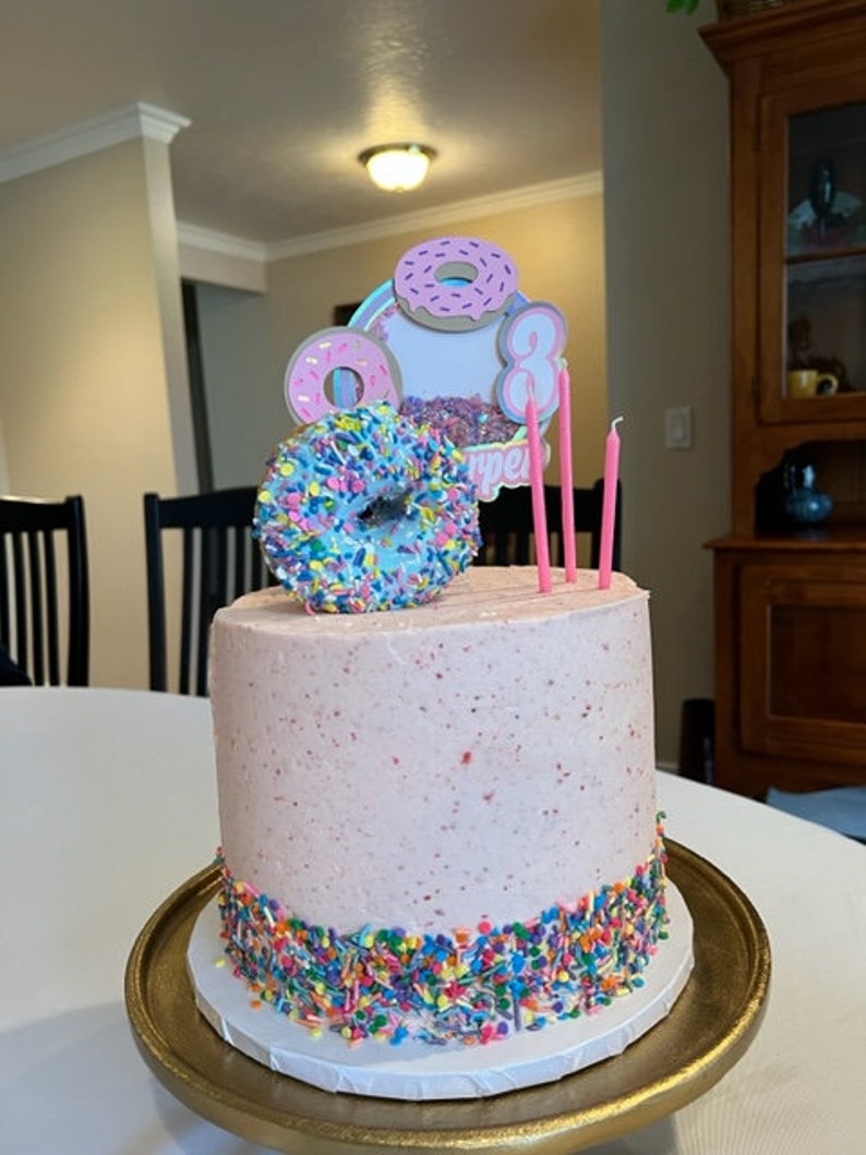 Donut Cake Topper Donut Shaker Cake Topper Sparkly Donut - Etsy