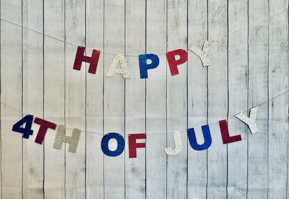 4th of July Banner 4th of July Banner Garland Red White and | Etsy