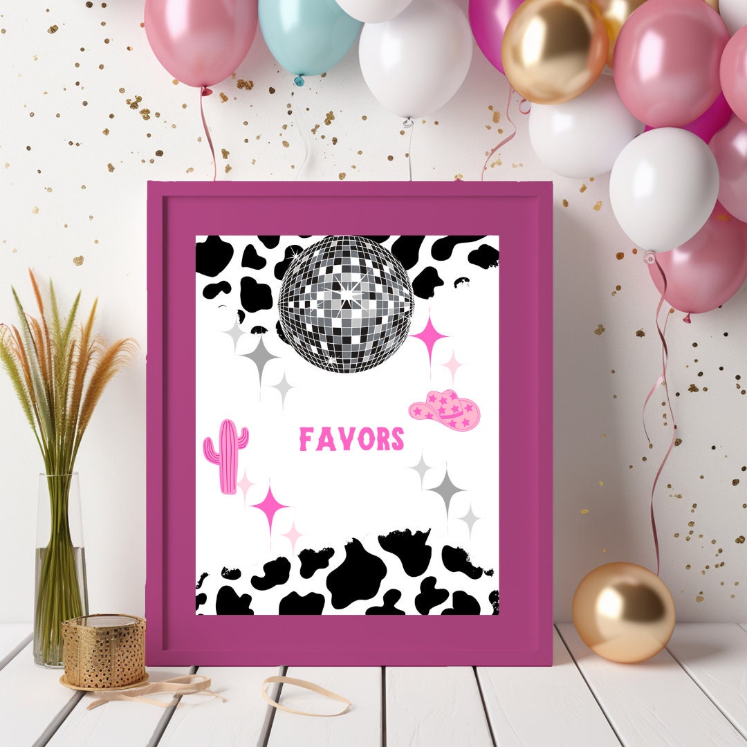 Disco Cowgirl Favors Party Printable, Disco Cowgirl Party Printable ...