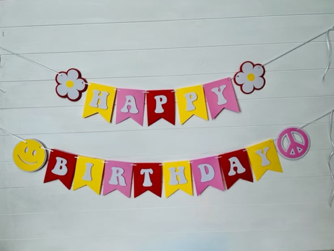 Groovy Birthday Banner, Retro Birthday Banner, Groovy Party Decor ...