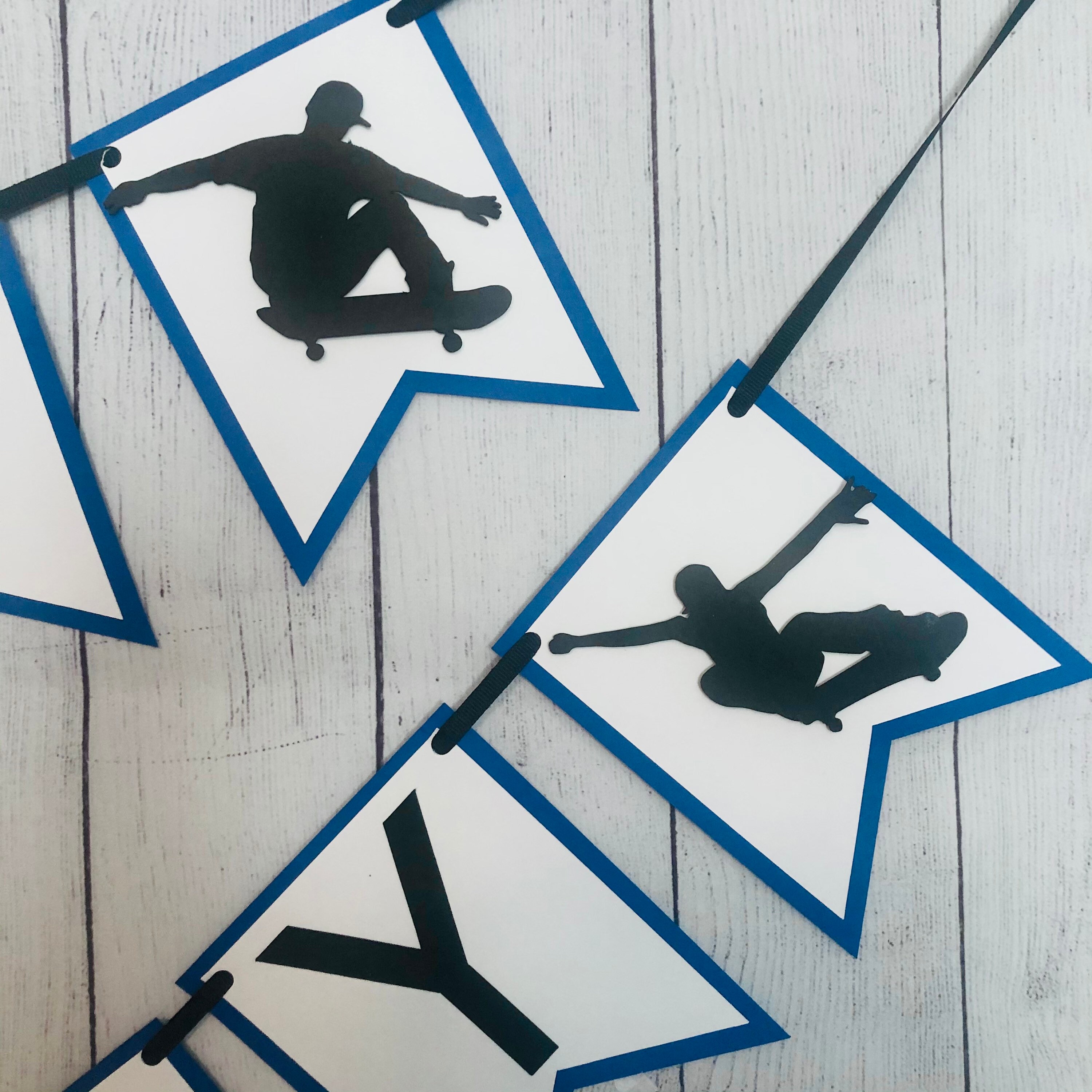 Skateboard Birthday Banner Skateboard Banner Skateboard | Etsy