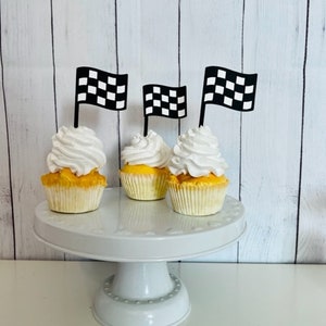 Checkered Flag Cupcake Toppers Race Party Cupcake Toppers - Etsy