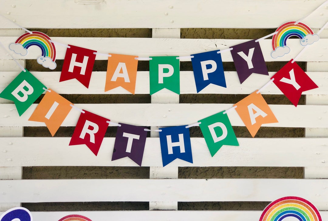 Sparkly Rainbow Birthday Banner, Party Decor - Etsy