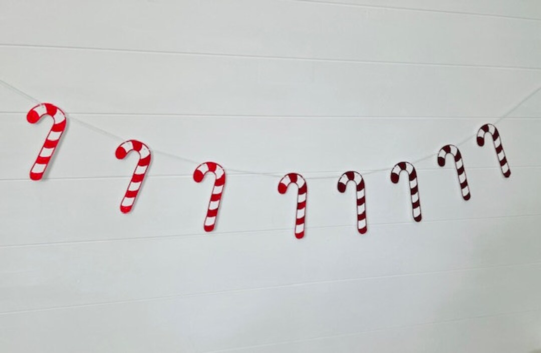 Candy Cane Garland, Candy Cane Banner, Christmas Party Decor, Holiday ...