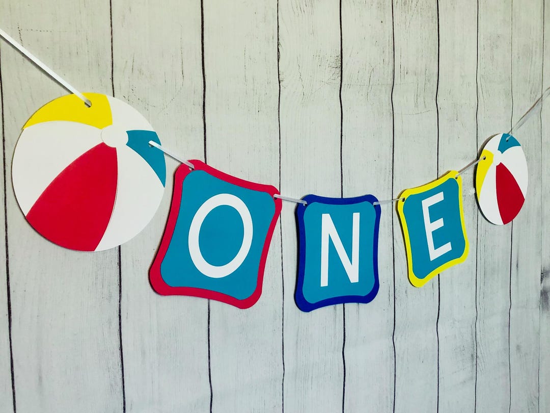 Beach Ball High Chair Banner, Beach Ball Banner, Babys First Birthday ...