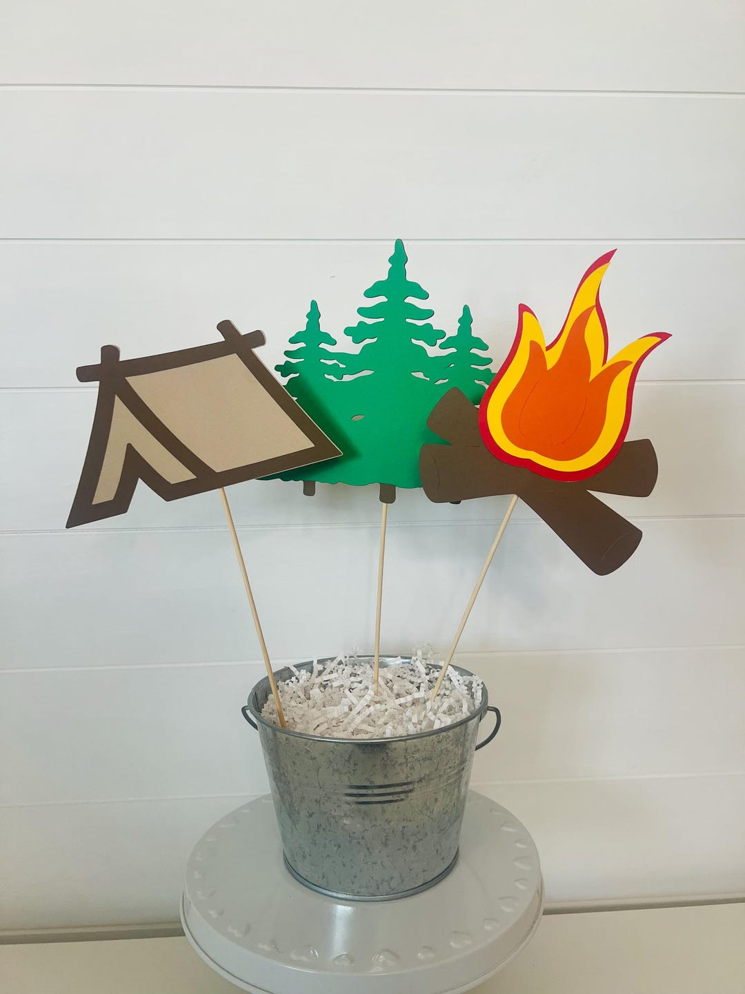 Camping Centerpieces, Campfire Tent Decor, Woodland Party (set of 3) - Etsy