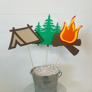 Camping Centerpieces, Camping Party Decor, Campfire Birthday, Outdoor ...